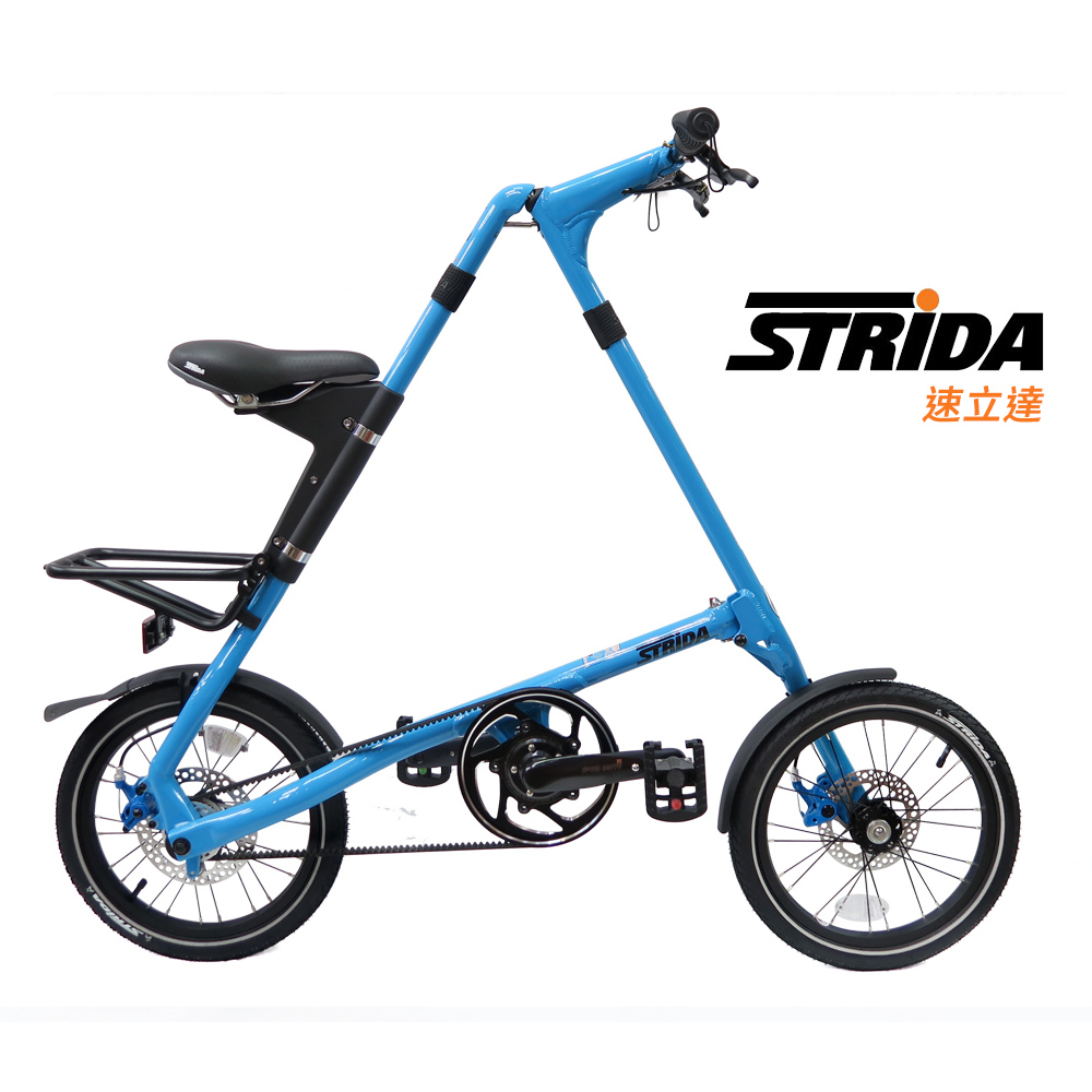 【STRiDA】英國速立達 16吋限量SD雙速版 碟剎/皮帶傳動/折疊後可推行/三角形單車-天空藍-momo購物網