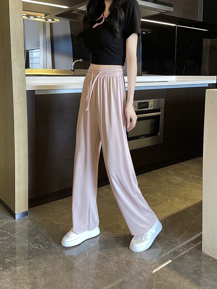 AKARA 涼感顯瘦冰絲時尚寬褲 - PChome 24h購物